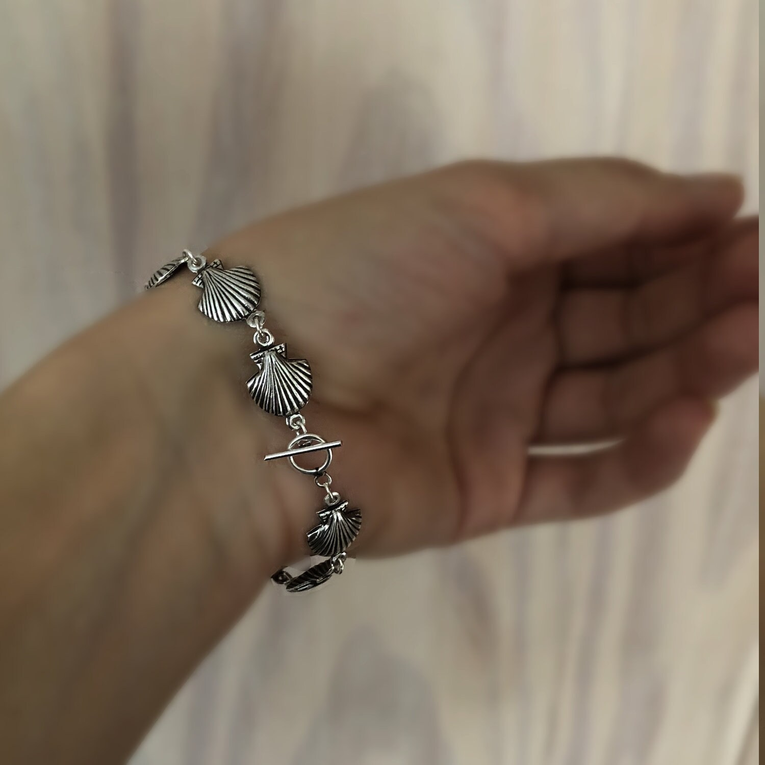 Silver Shell Bracelet Conchas Shell Bracelet Sterling - Etsy