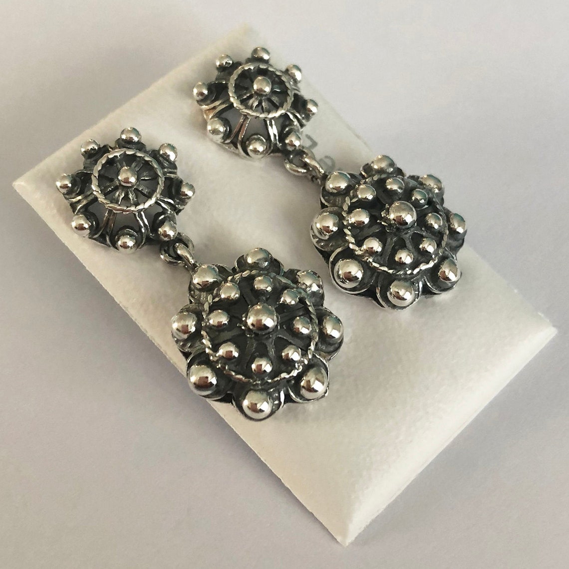 Sterling Silver Charro Button Dangle Earrings Charro Doble – Spanish ...
