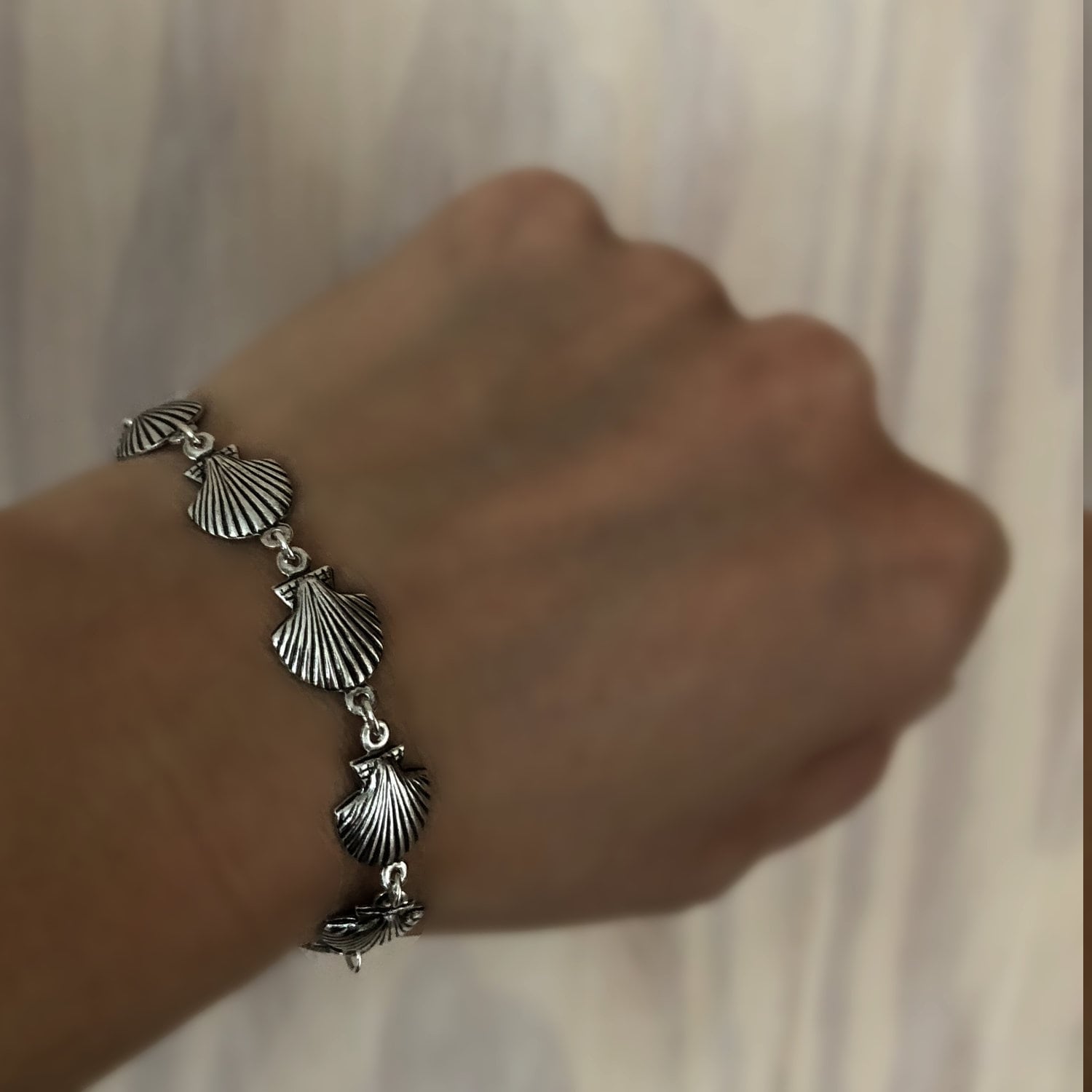 Silver Shell Bracelet Conchas Shell Bracelet Sterling - Etsy