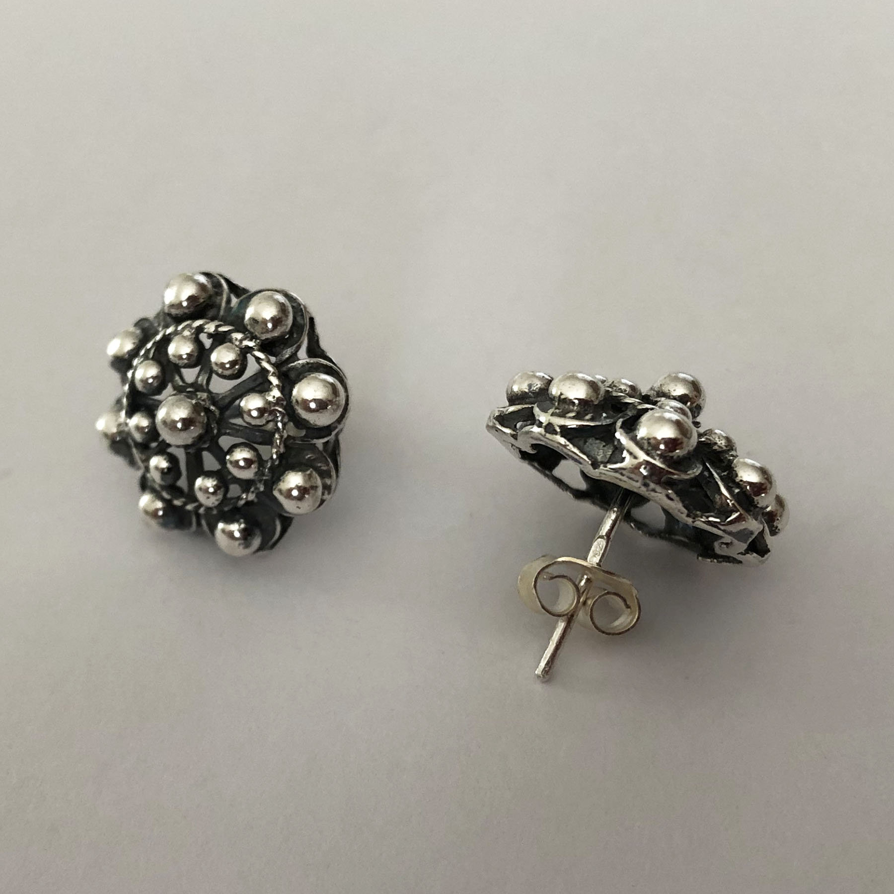 Large Silver Stud Earrings Charro - Charro Earrings - Sterling Silver ...