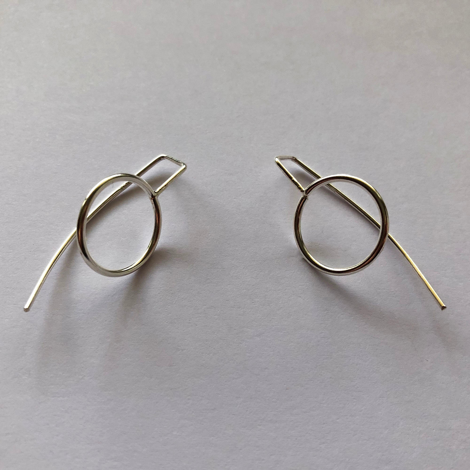 Silver Long Stem Earrings Karma Circle Silver Earrings - Etsy