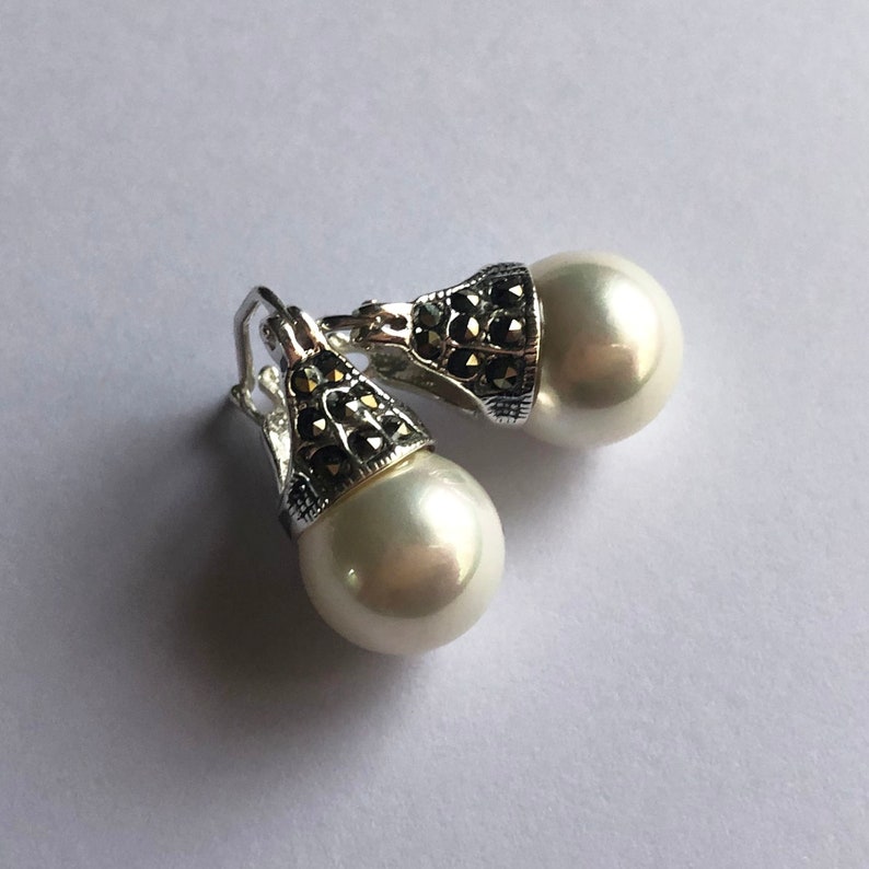 Pearl Earrings Lady D Perla - Pearl Jewelry - Sterling Silver Earrings ...