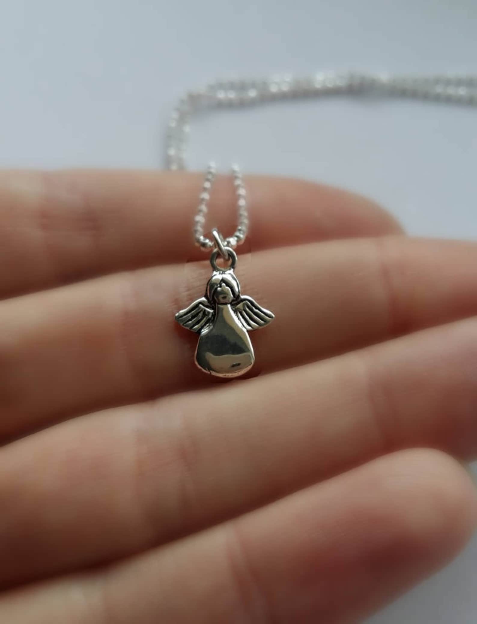 Tiny Angel Pendant Silver Angel Necklace Sterling Silver | Etsy