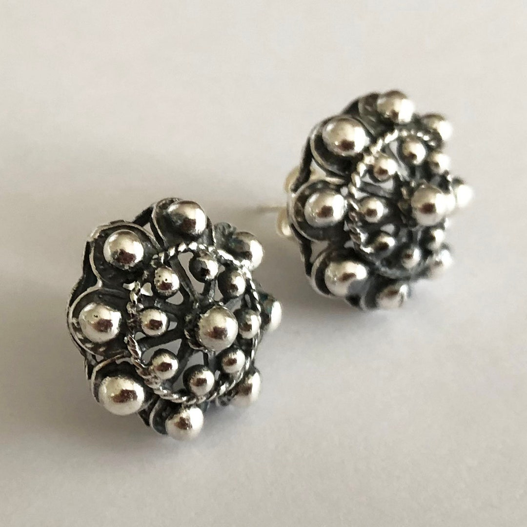 Large Silver Stud Earrings Charro - Charro Earrings - Sterling Silver ...