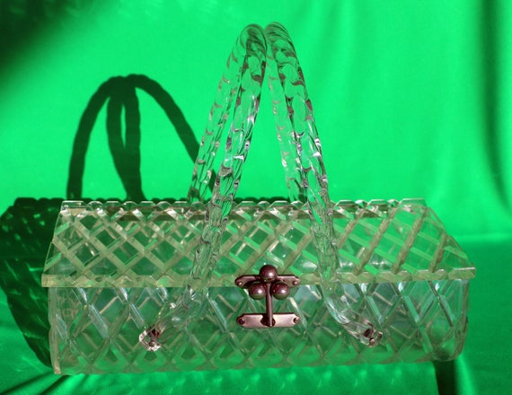 Vintage 1950's Florida Handbags - Lucite Purse, Diamo… - Gem