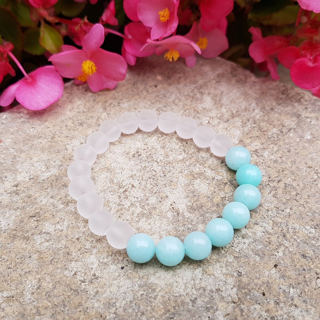 Amazonite Bracelet, Yoga Bracelet, Frosted Bead Bracelet, Opal Beads ...