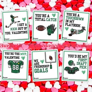 Football Valentine's Day Cards for School Kids, Puns Printable Exchange ...