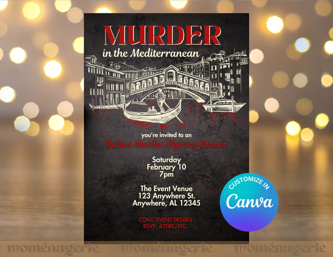 Italy Murder Mystery Dinner Invitation Evite TEMPLATE Editable Italian ...