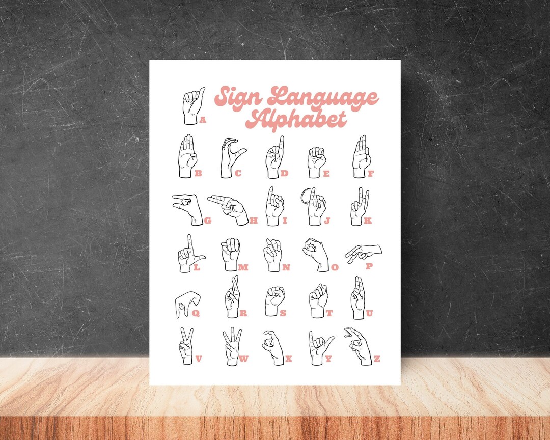 ASL Alphabet, Sign Language Alphabet Print, Pink Retro - Etsy