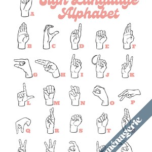 ASL Alphabet, Sign Language Alphabet Print, Pink Retro - Etsy