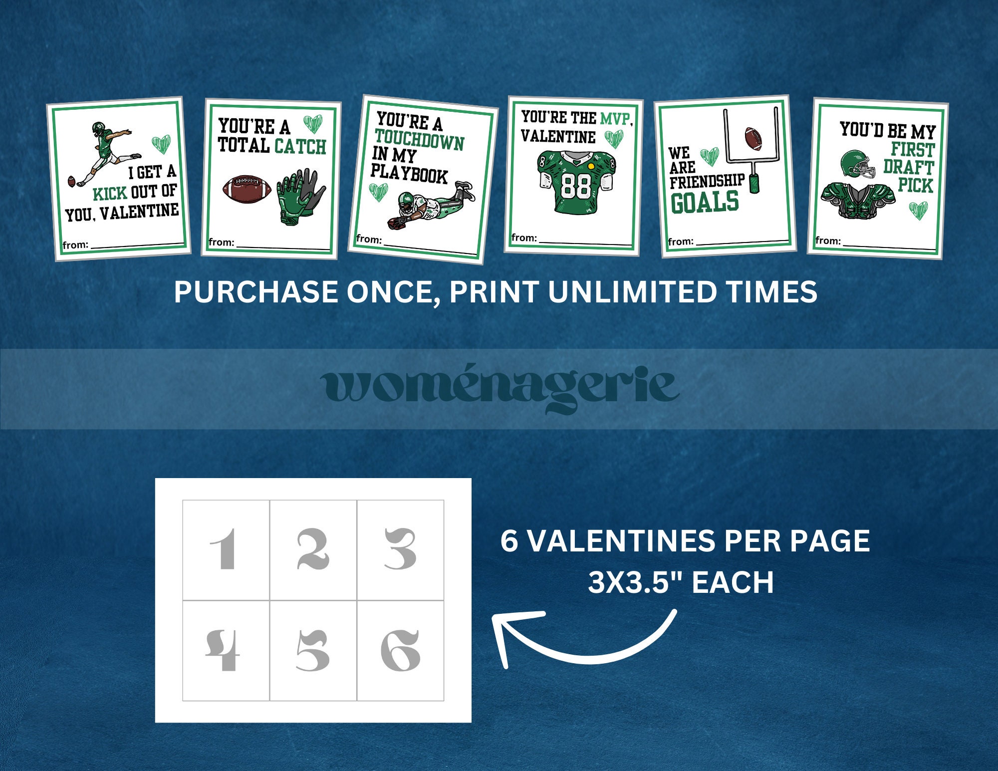 Football Valentine's Day Cards for School Kids, Puns Printable Exchange ...