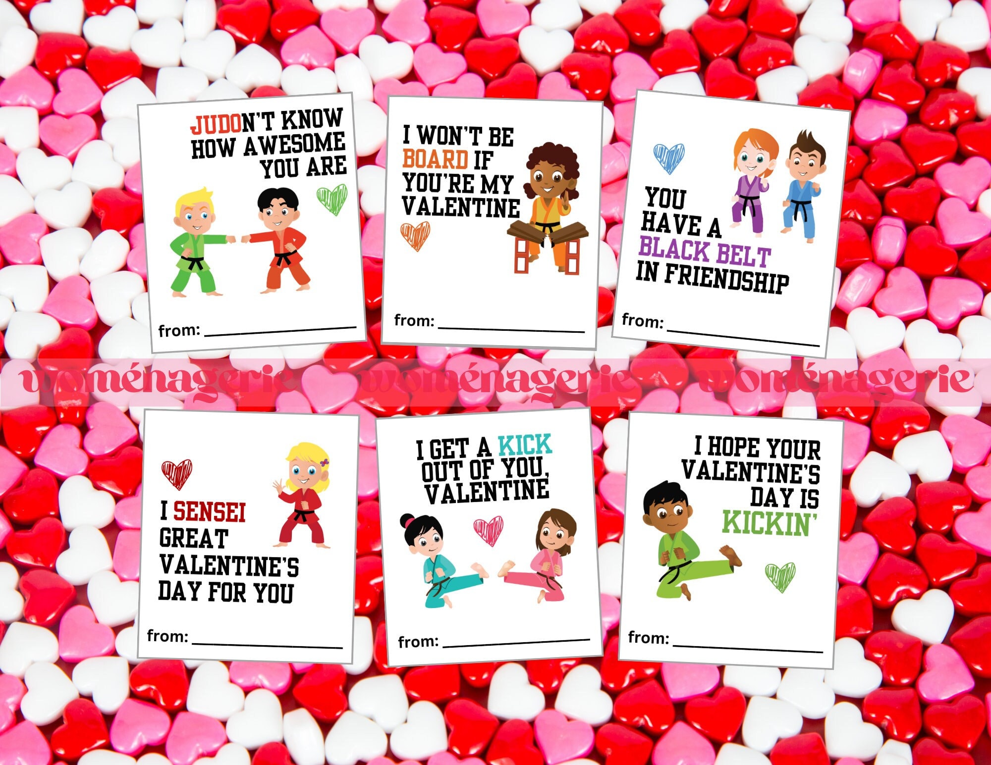 Martial Arts Valentine Cards for School Kids, Karate, Judo, Jiu Jitsu ...