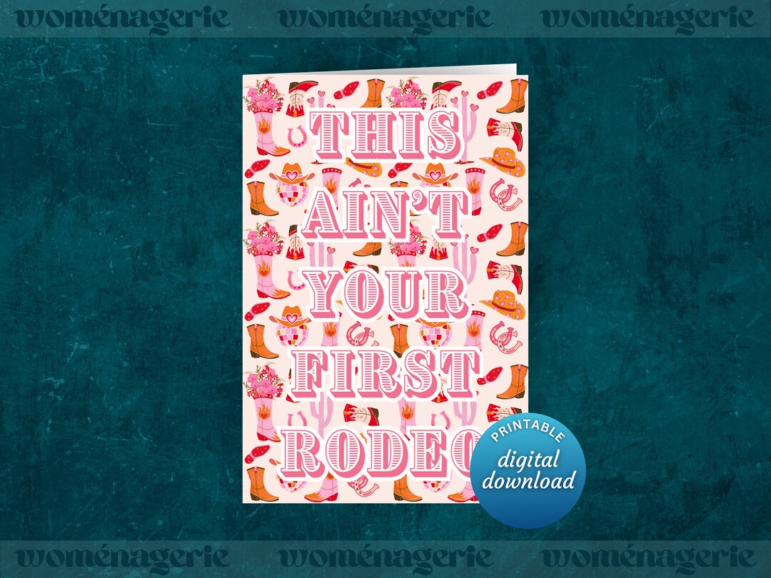 Disco Cowgirl Birthday Card Groovy Western Theme Pink Printable for ...