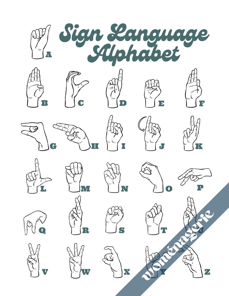 ASL Alphabet Poster Printable Download, Sign Language Alphabet Print ...
