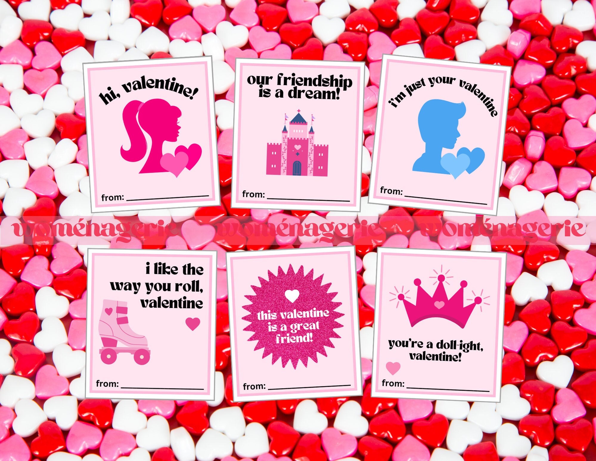Doll Valentines Cards Printable, Pink Valentine Exchange, Fashion Doll ...