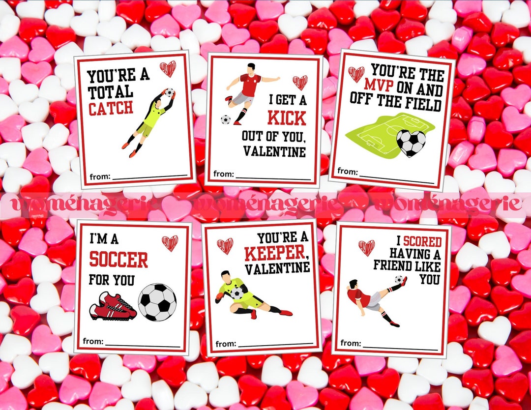 Soccer Valentine's Day Cards for School Kids, Puns Printable Exchange ...
