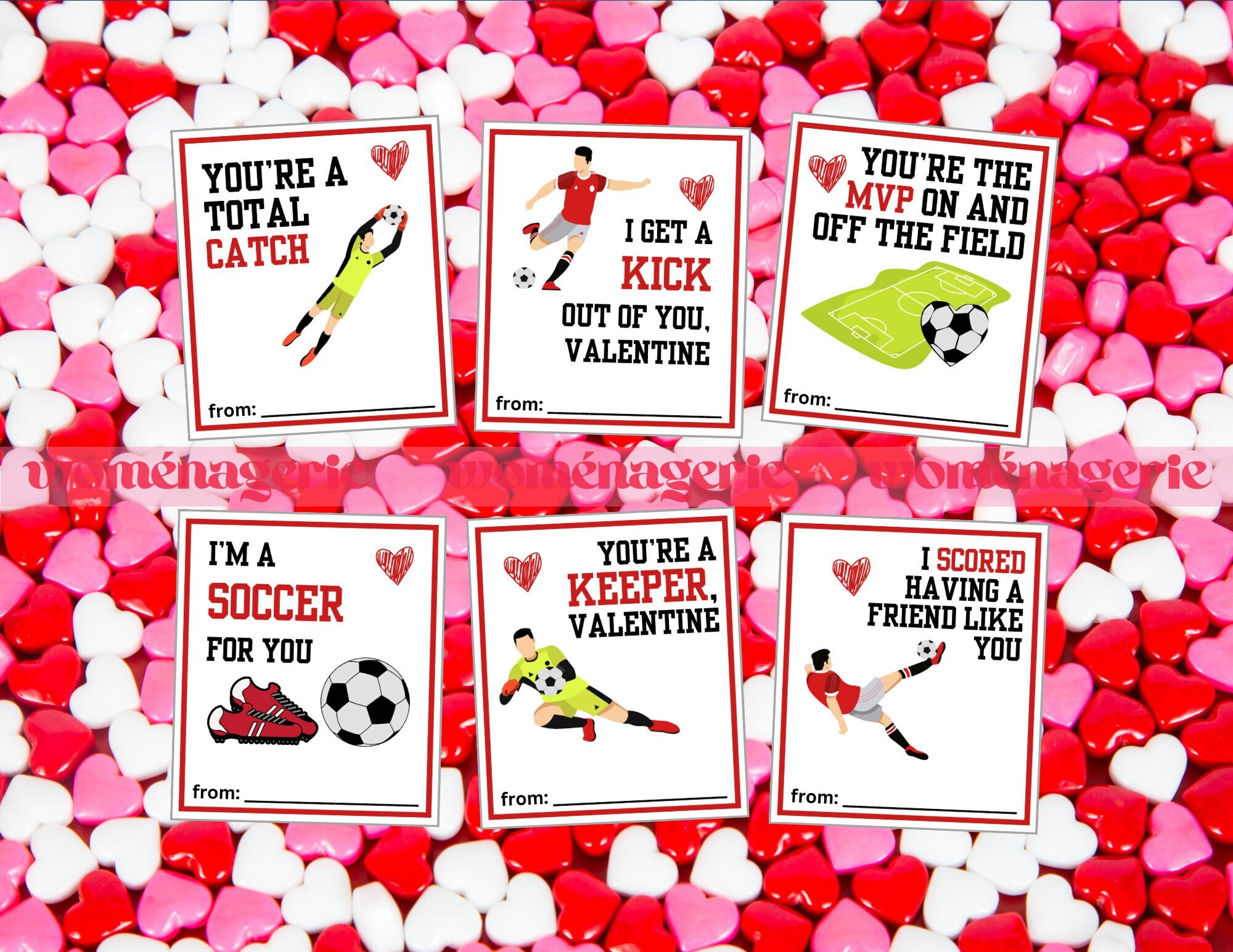 Soccer Valentine's Day Cards for School Kids, Puns Printable Exchange ...