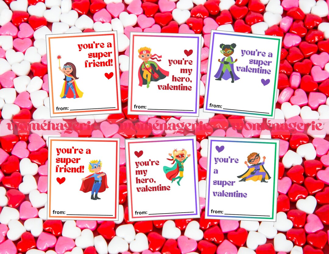 Superhero Valentines Cards Printable, Funny Valentine Exchange for Kids ...