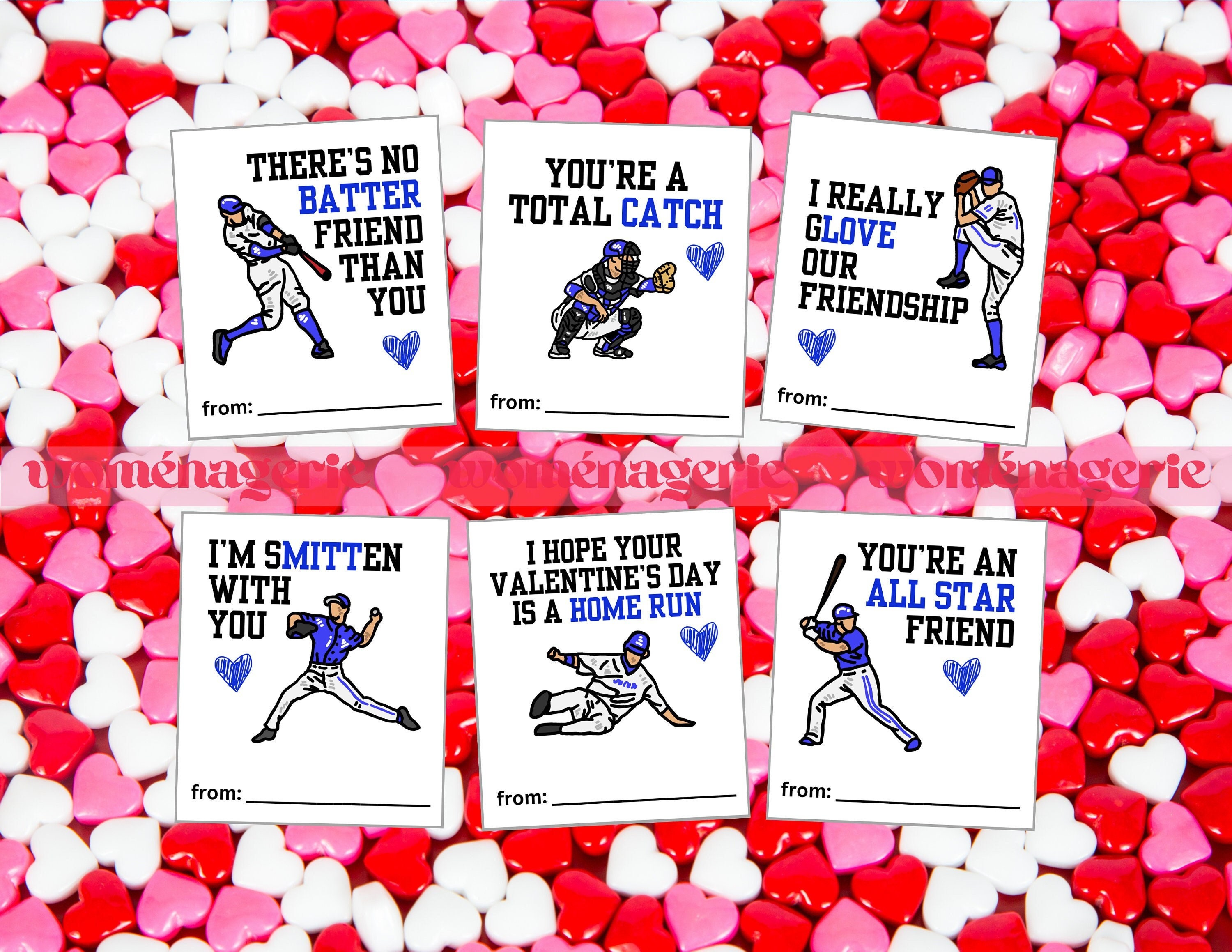 Baseball Valentine's Day Cards for School Kids, Puns Printable Exchange ...