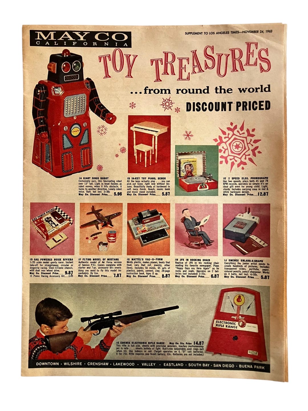 Vtg 1960s Toys Newspaper Insert Circular May Co California Nov 24 1963 ...