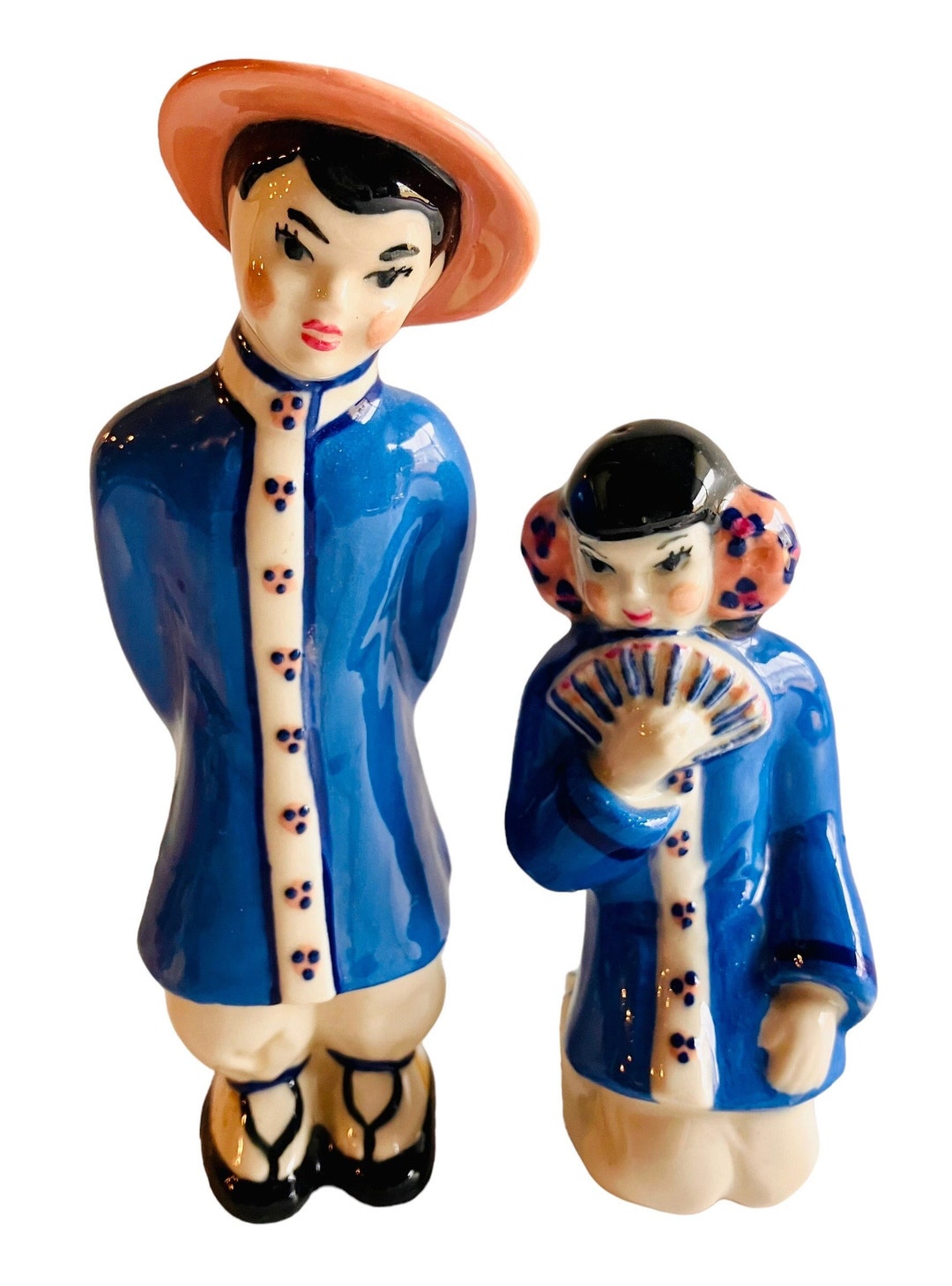 Vtg Ceramic Art Studio Madison Hand Painted Asian Man and Woman ...