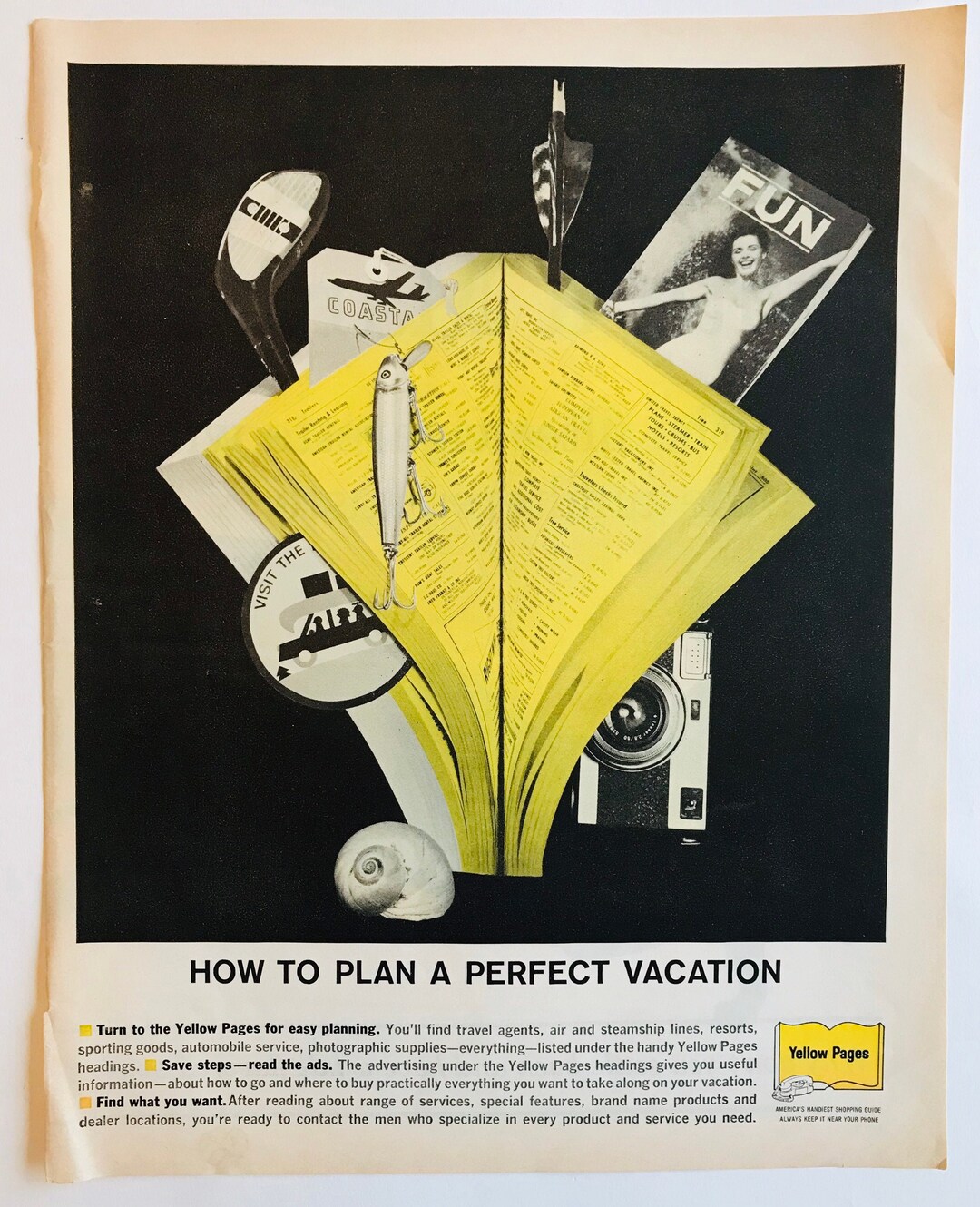 Yellow Pages Print Ad 1961 Vintage Advertising 1960s Telephone 10.5 X ...