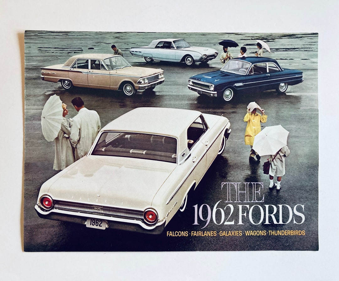 Vtg 1962 Ford Dealer Brochure Poster Thunderbird Falcon Fairlane Galaxy ...
