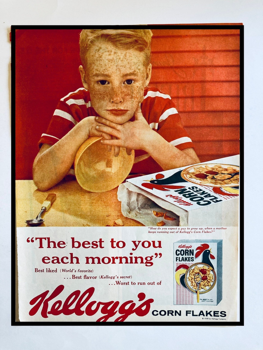Vtg Kellogg's Corn Flakes Print Ad 1959 Redhead Boy Freckles 1950s Kids ...