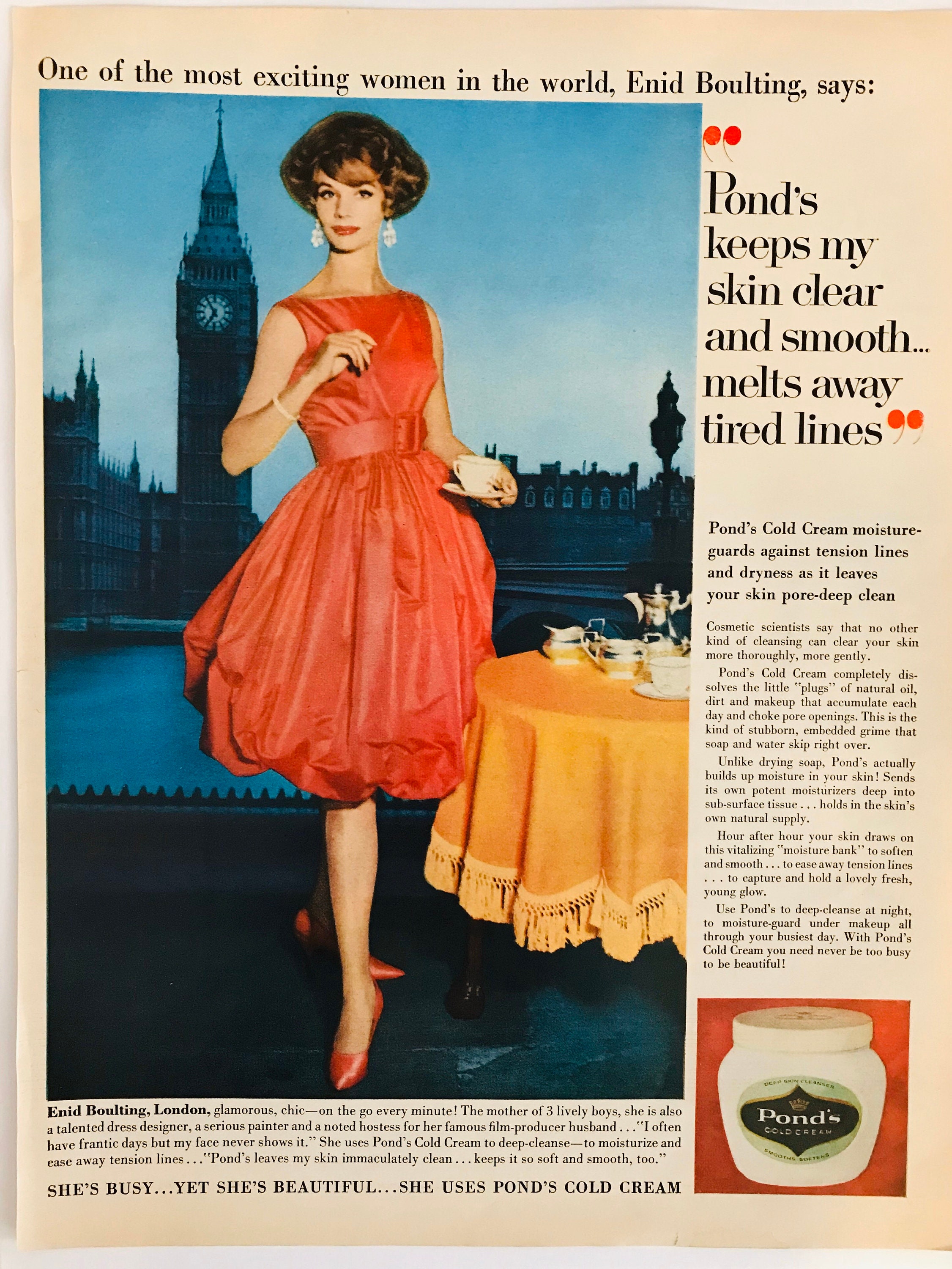 Vintage Ponds Print Ad 1961 Enid Boulting 1960s Advertising 10.5 X 13 ...