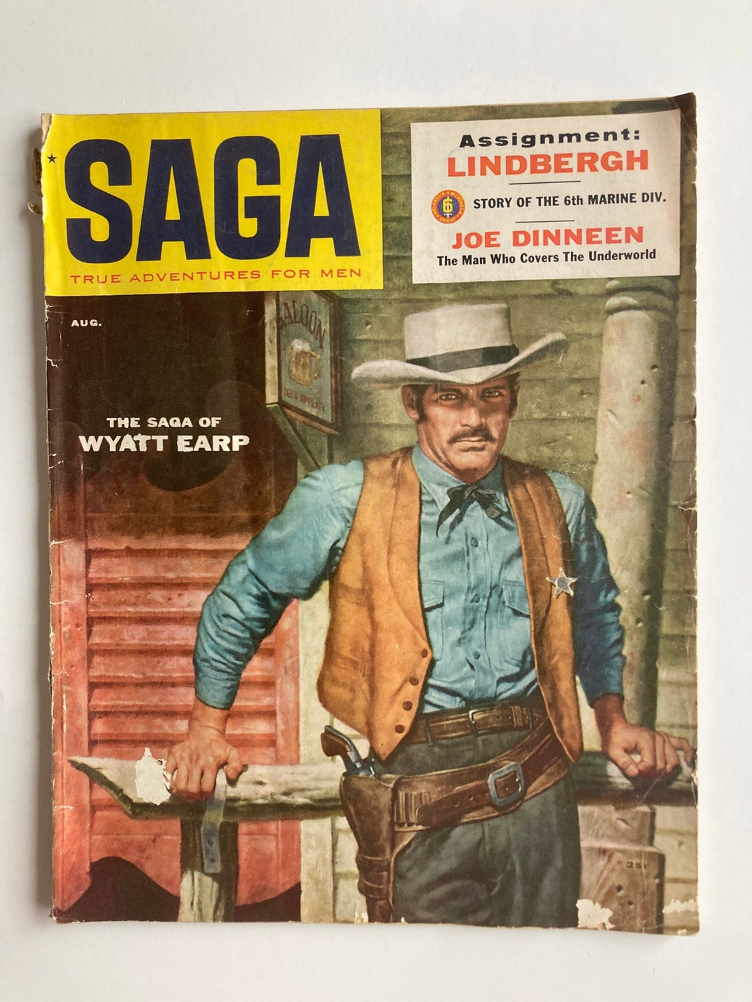 Vintage Saga True Adventures for Men August 1956 Wyatt Earp Men's Pulp ...