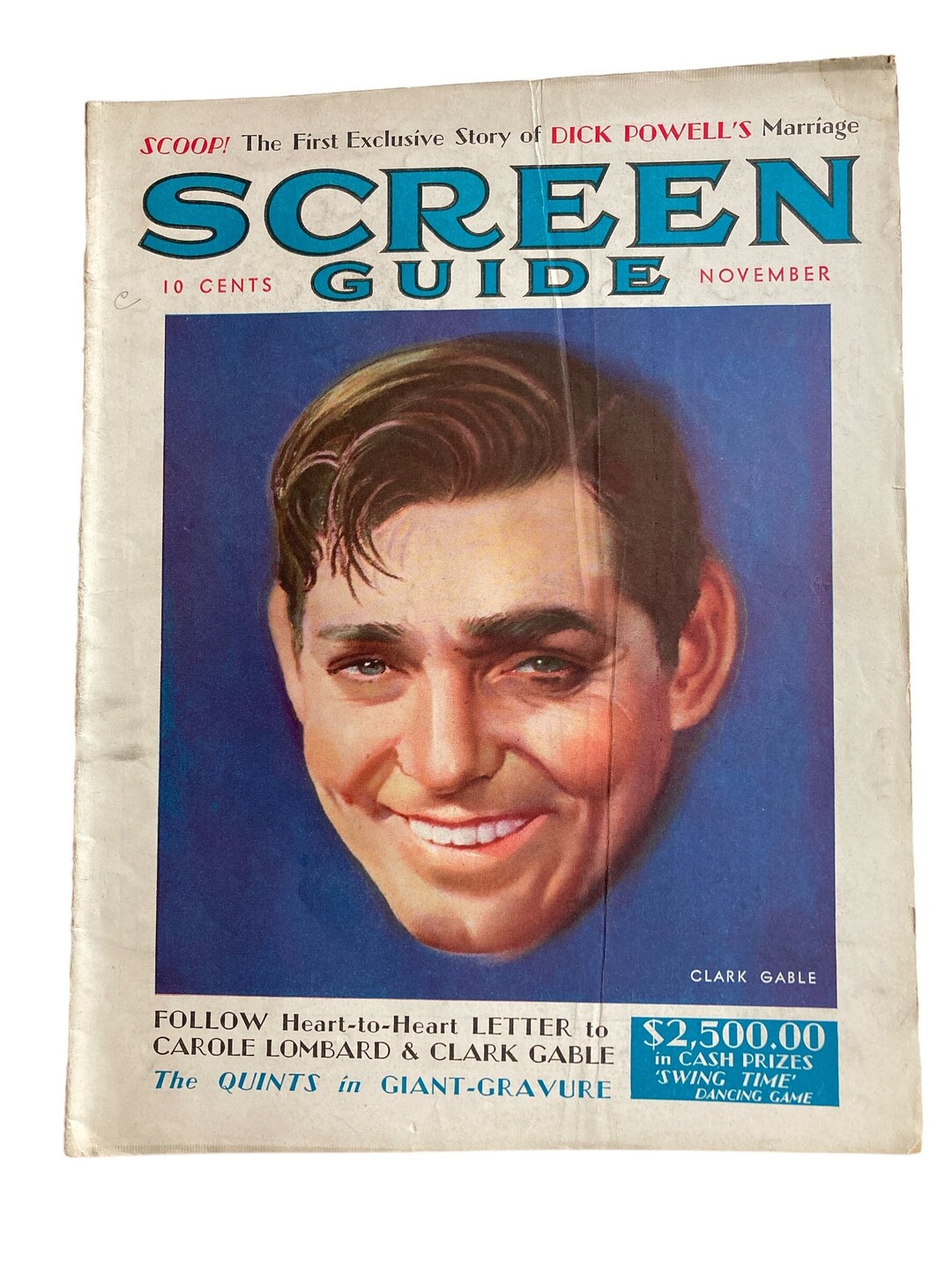 Vtg Screen Guide Magazine November 1936 Clark Gable Carole Lombard ...