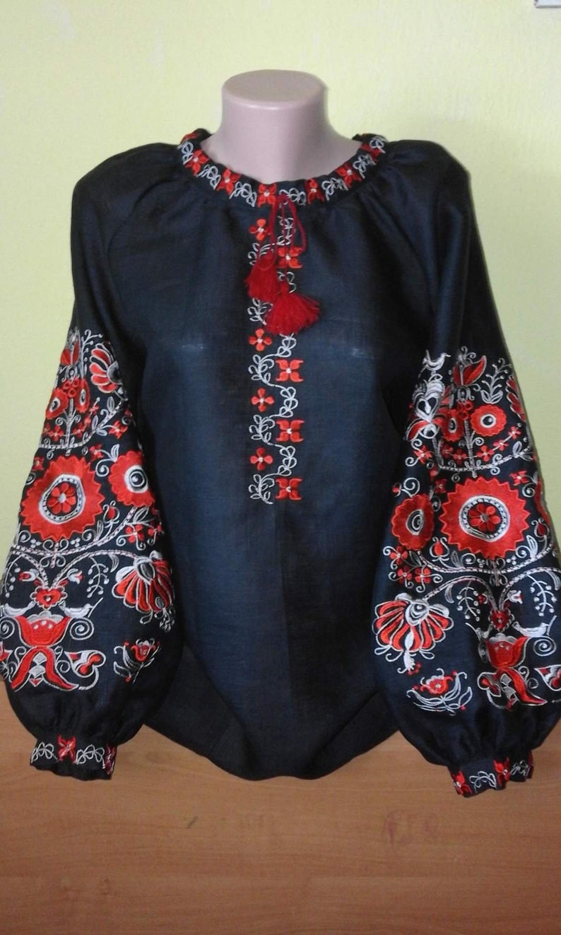 Embroidered Linen Blouse: Ukrainian Vyshyvanka, Tree of Life - Etsy
