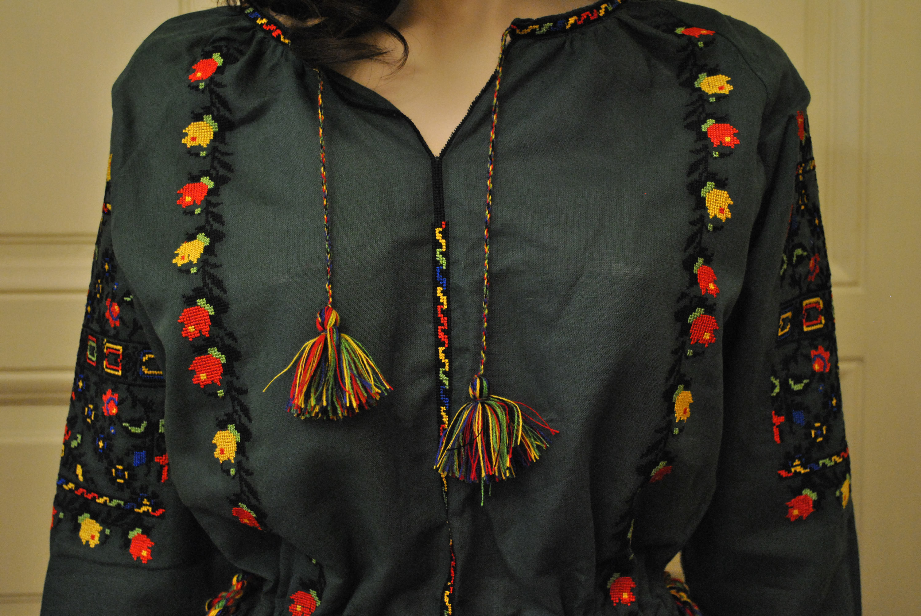 Ukrainian Embroidery Dress Long Maxi Dress Green Linen Dress - Etsy UK