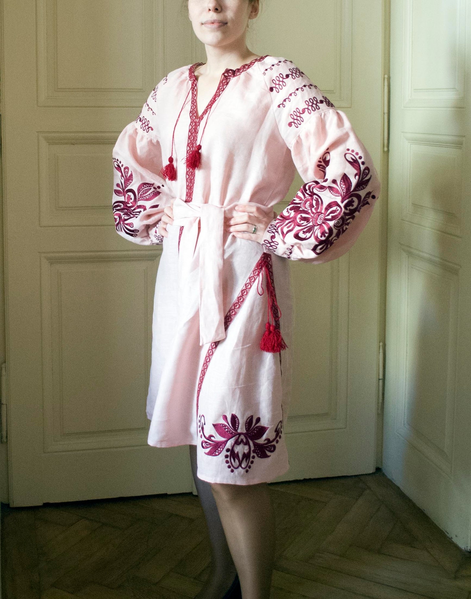 Pink Embroidered Tunic Flower Women Embroidered Blouse - Etsy