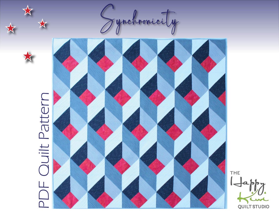 Synchronicity Quilt Pattern: Modern Geometric 3D Design (PDF Pattern) - Etsy