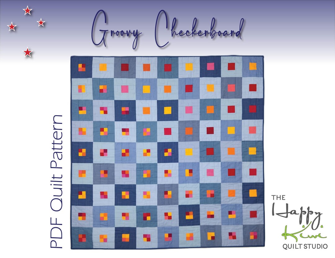 Groovy Checkerboard Quilt Pattern PDF | Scrap and Jelly Roll Friendly ...