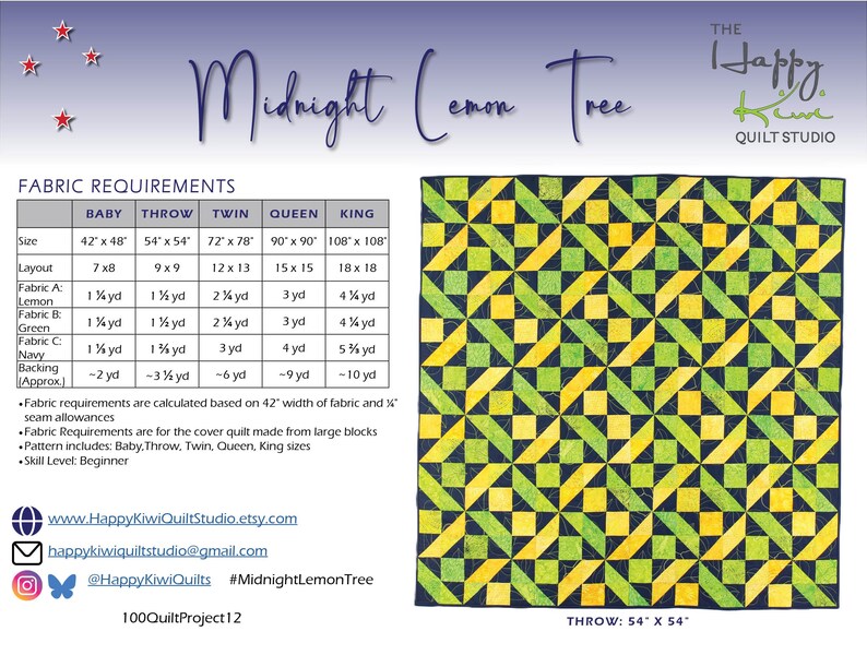 Midnight Lemon Tree Quilt Pattern – Modern Patchwork Design for ...