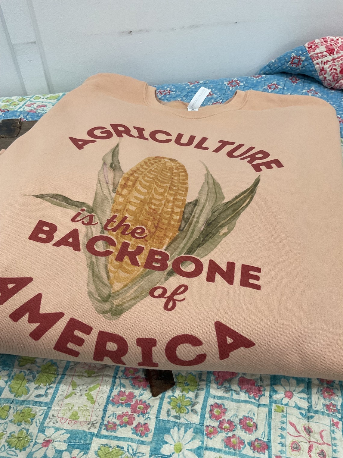 Agriculture Backbone of America Crewneck - Sand Dune Bella Canvas - Etsy