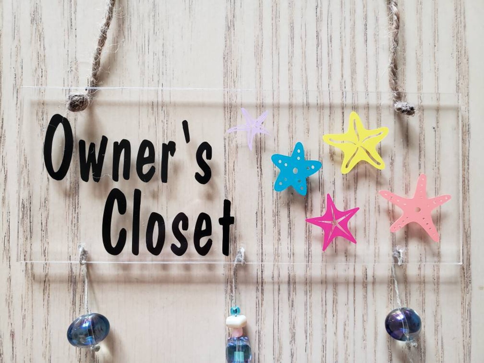 Clear Acrylic Owner Closet Sign With Charms, Beads and Multi Color ...