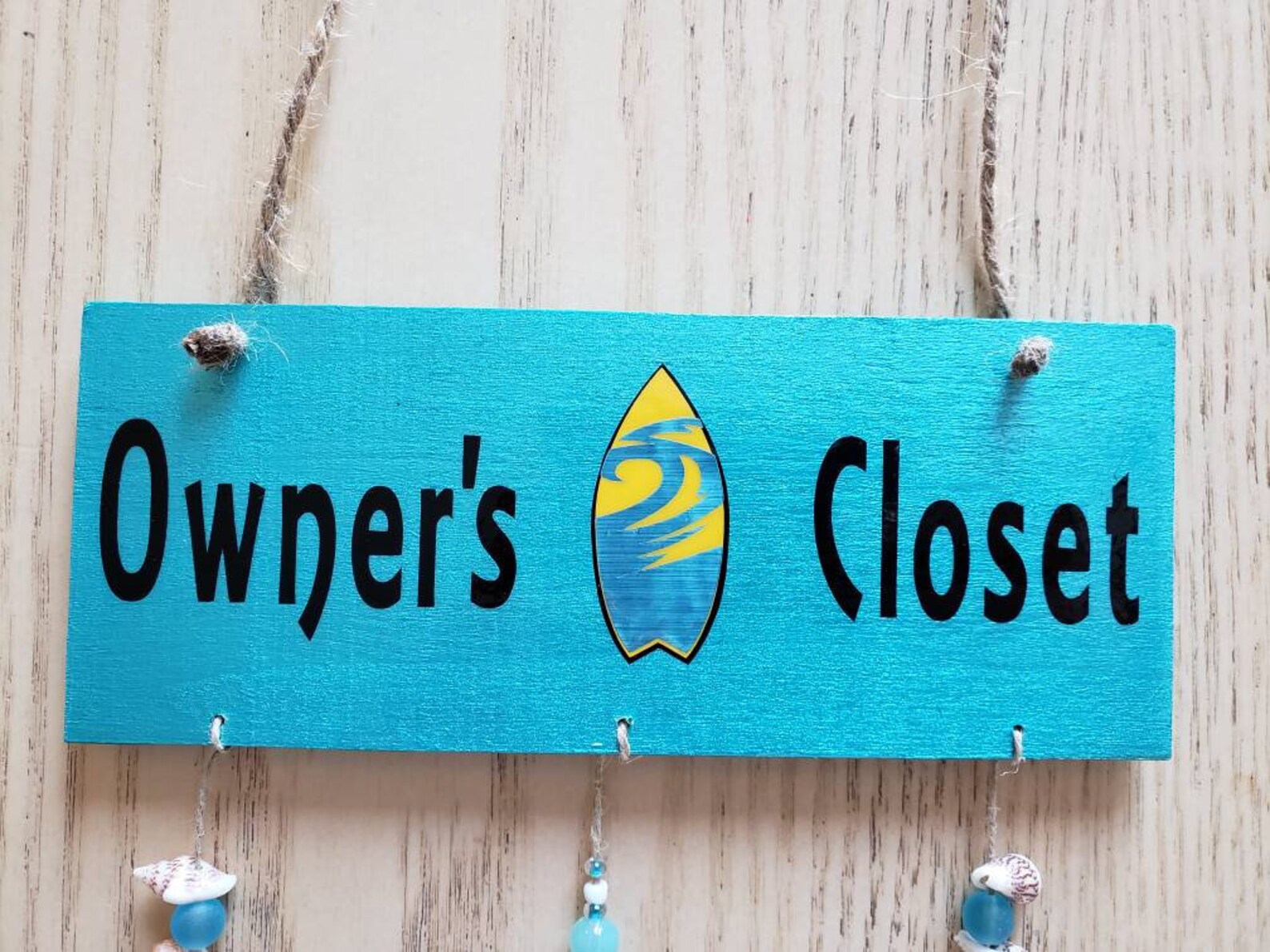 Owners Closet Sign With Shells Charms Beads and Pineapple - Etsy