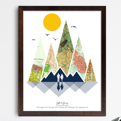 Personalized Adventure Map for Couple Wedding Mountains - Etsy