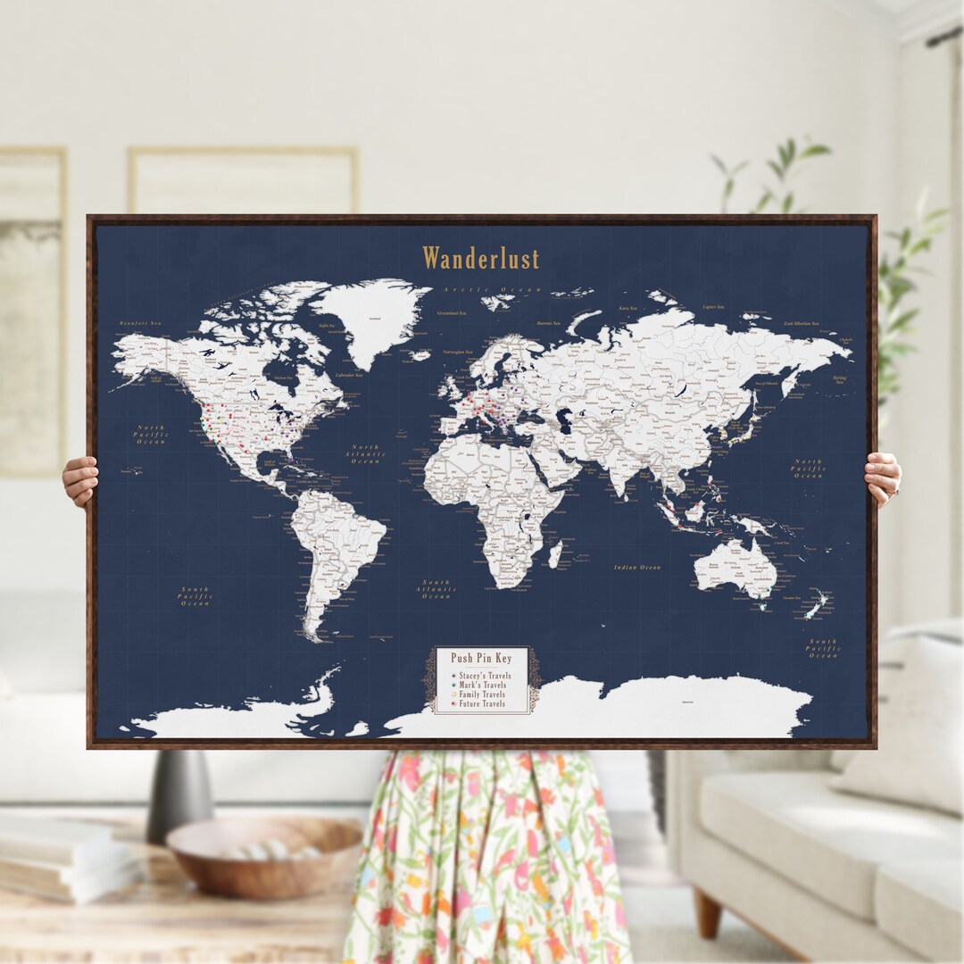 World Map Push Pin Map of the World Travel Map Push Pin - Etsy