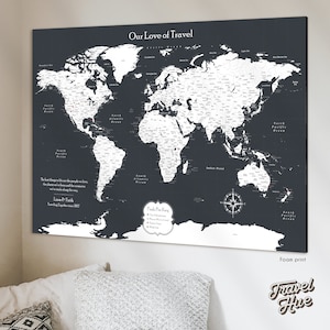 Personalized World Map, Custom Push Pin Map on Canvas, Travel Gift for ...