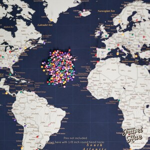 Personalized World Map Custom Push Pin Map on Canvas Travel - Etsy