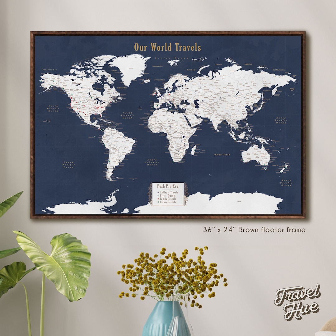 World Map, Push Pin Map of the World, Travel Map, Push Pin World Map ...