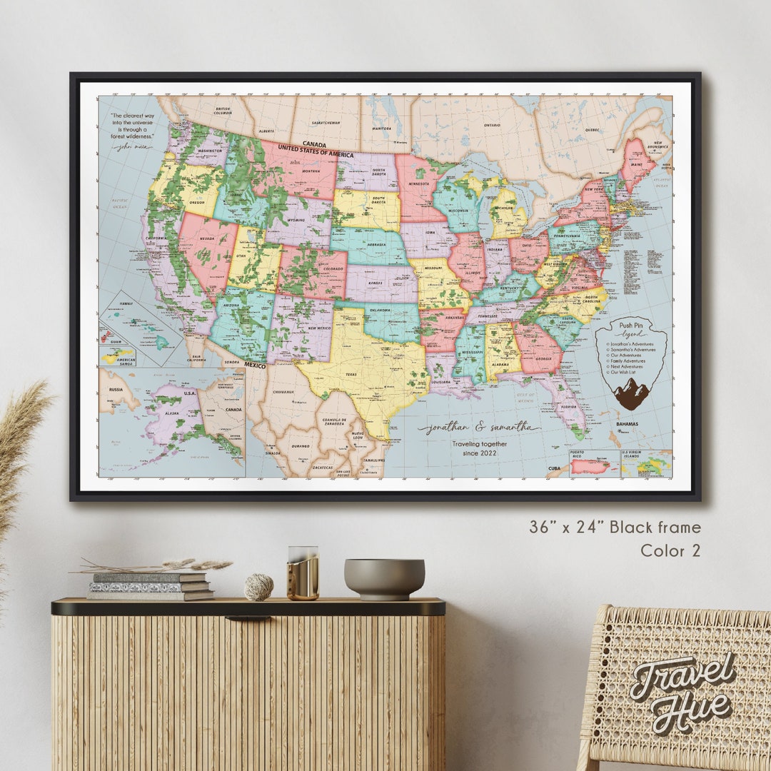 Custom National Park Travel Map of United States, Personalized National ...