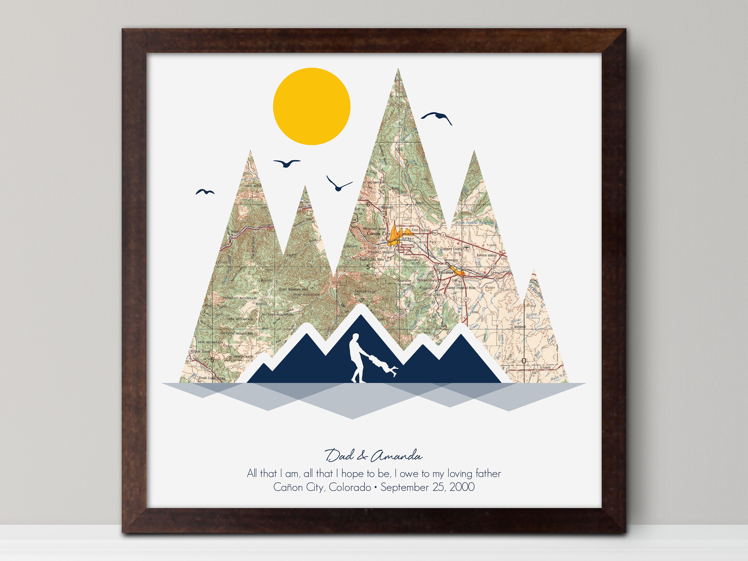 Mountain Atlas Map Art Custom Christmas Gifts for Dad Gift | Etsy