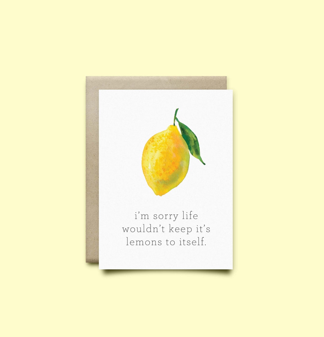 Lemon Sympathy Card, Sympathy Card, Lemon Card, Get Better Soon Card ...