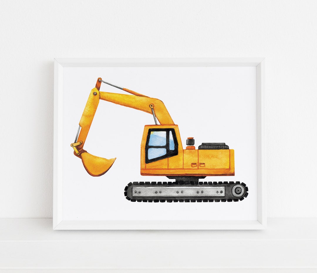 PRINTABLE Digger Truck | Construction Vehicles, Kids Room, Digger Truck ...