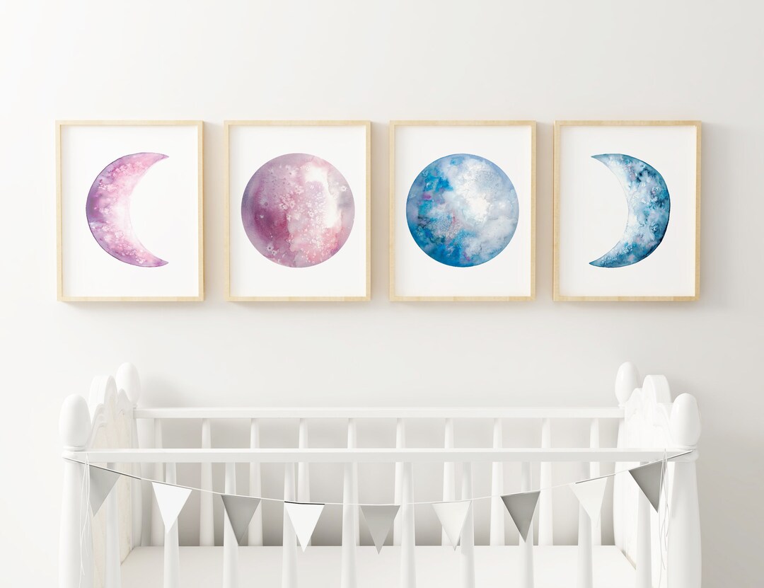 Printable Digital Download Moon Art|set of 4 Moons|moon Watercolor ...